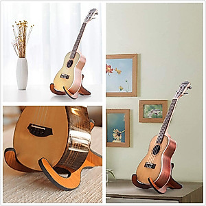 Aebor Portable Wooden Ukelele Stand Holder, Portable Wood Ukulele Stand for Small Guitar, Violin, Banjo, Mandolin