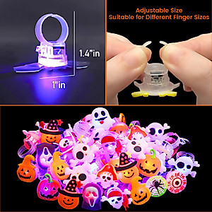 XUANMEIKE 50pcs 50pcs Halloween LED Rings, Halloween Party Favors Glow in the Dark Party Supplies, Halloween Light Up Rings Perfect for Trick or Treat Gifts and Halloween Favors