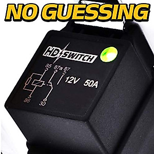 HD Switch 12V 50A Upgrade Waterproof Relay Replaces John Deere Hella 4RD 931 410, 4RD 931 410-08 007794301 H41410081 933332201 w/LED Indicator Upgrade & Free Dielectric Grease