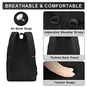 RAVUO School Backpack for Men Women, Water Resistant 15.6 inch Laptop Backpack Bookbags College Daypack Black Backpack School Bag with Side Pockets