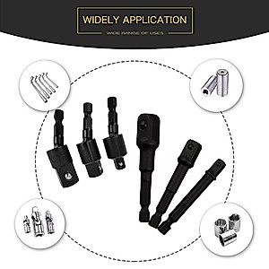 Drill Bit Extension Set-6 PCS Impact Socket Adapter Set 1/4” 3/8” 1/2” Hex Shank 3 Swivel /3 Straight Impact Driver Bit Set Socket Holder Drill Attachment Accessories for Hard-to-Reach Spaces-BLS6