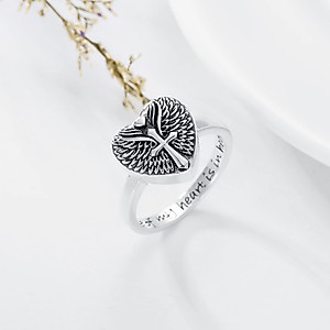 Sterling Silver Angel Wings Cross Urn Heart Cremation Rings for Ashes for Women Religious Memorial Keepsake Ring Holds Loved Ones Ashes Memorial Jewelry Gifts for Women Size 7