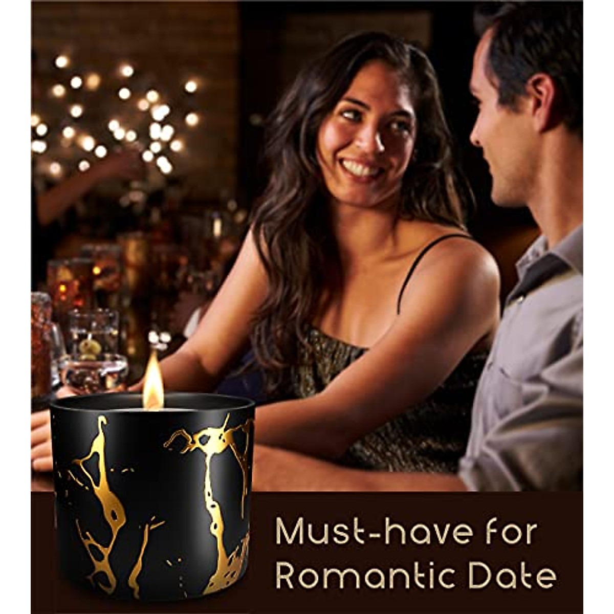 Scented Candles, Premium Peach Amber Candles for Home Scented, 7oz Large Fall Aromatherapy Candle, Soy Candles Gifts for Her Stress Relief, Christmas Birthday Gifts for Women with Black Gold Gift Box