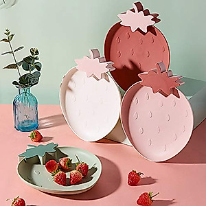 Kawaii Strawberry Plastic Trays Snack Plates Kitchen Bowls,2 Pack Plastic Plates Serving Platters Food Tray Decorative Serving Trays for Candy,Fruits,Dessert,Salad Dish Home Wedding Party Platters