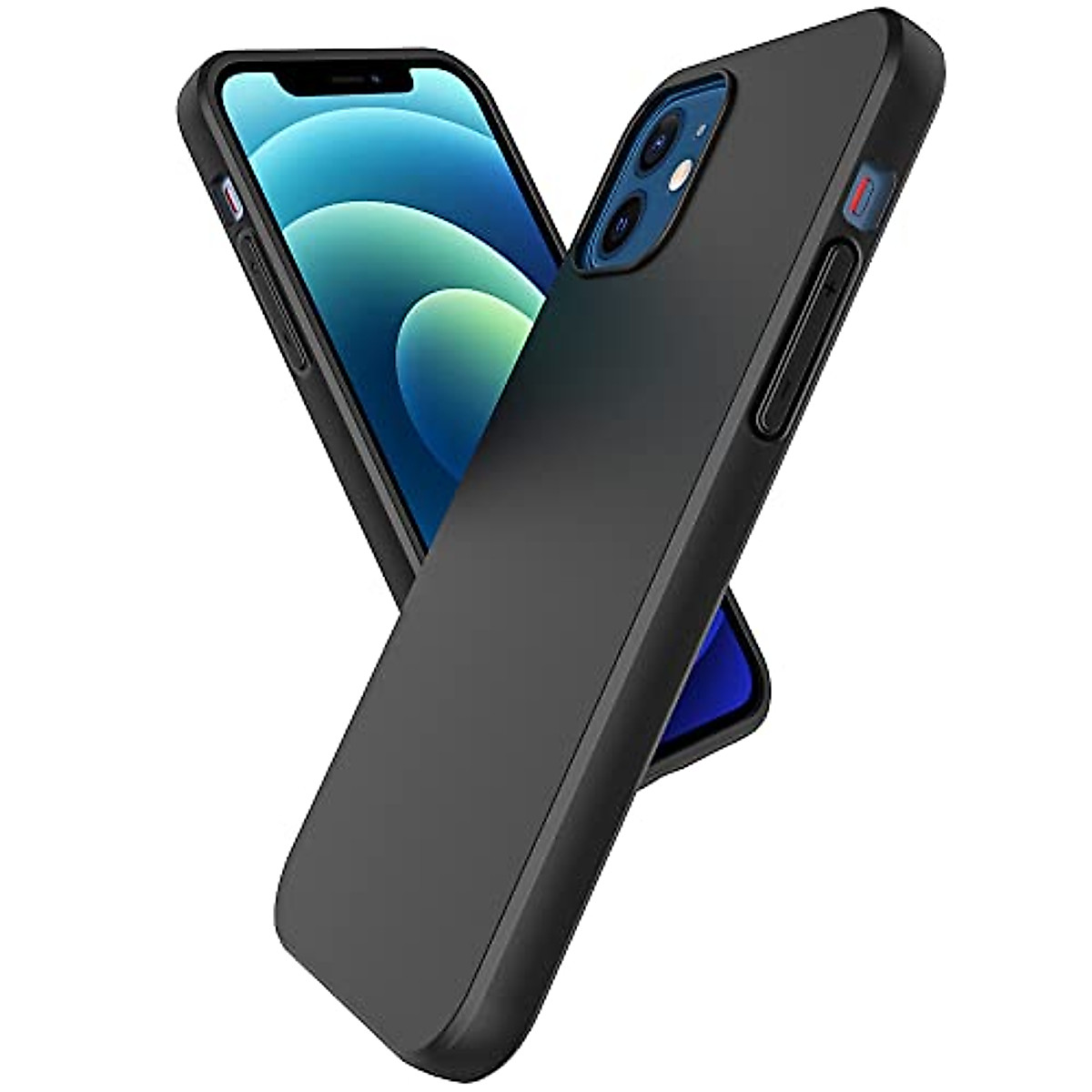 Puxicu Case for iPhone 12 & 12 Pro, Slim Design Matte Soft TPU Protective Cover - 6.1 Inch - Black