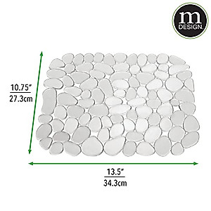 mDesign Adjustable Kitchen Sink Dish Drying Mat/Grid - Soft Plastic Sink Protector - Cushions Sinks, Stemware, Glasses, Dishes - Quick Draining Pebble Design - Small, 12.4" Long - 2 Pack - Clear