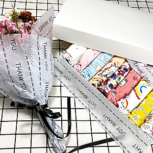 MR FIVE 30 Sheets Thank You Tissue Paper Bulk,20" x 28",Gift Wrapping Tissue Paper,Thank You Tissue Paper for Packaging,Gift Bags,Wrapping Tissue for Graduation,Birthday,Party,Thanksgiving