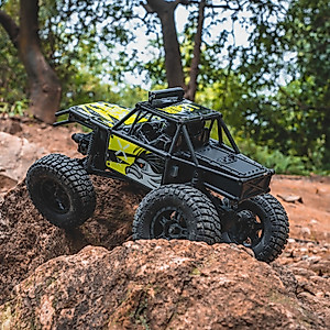 MQ & KUN FMS FCX24 1/24 Lemur RTR, 4x4 Brushed RC Buggy 8KPH+ RC Monster Baja Truck All-Terrain Off-Road RC Rock Crawler for Adults Included LED Headlight, Battery, 2.4Ghz Remote Control(Green)