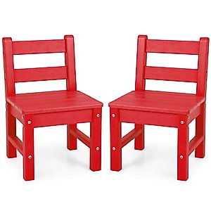 Costzon Kids Chair, 2PCS All-Weather & Heavy-Duty Children Learning Chairs w/Backrest for Playroom, Nursery, Backyard, Garden, Indoor & Outdoor Gift for Boys Girls, Waterproof Toddler Chair (Red)