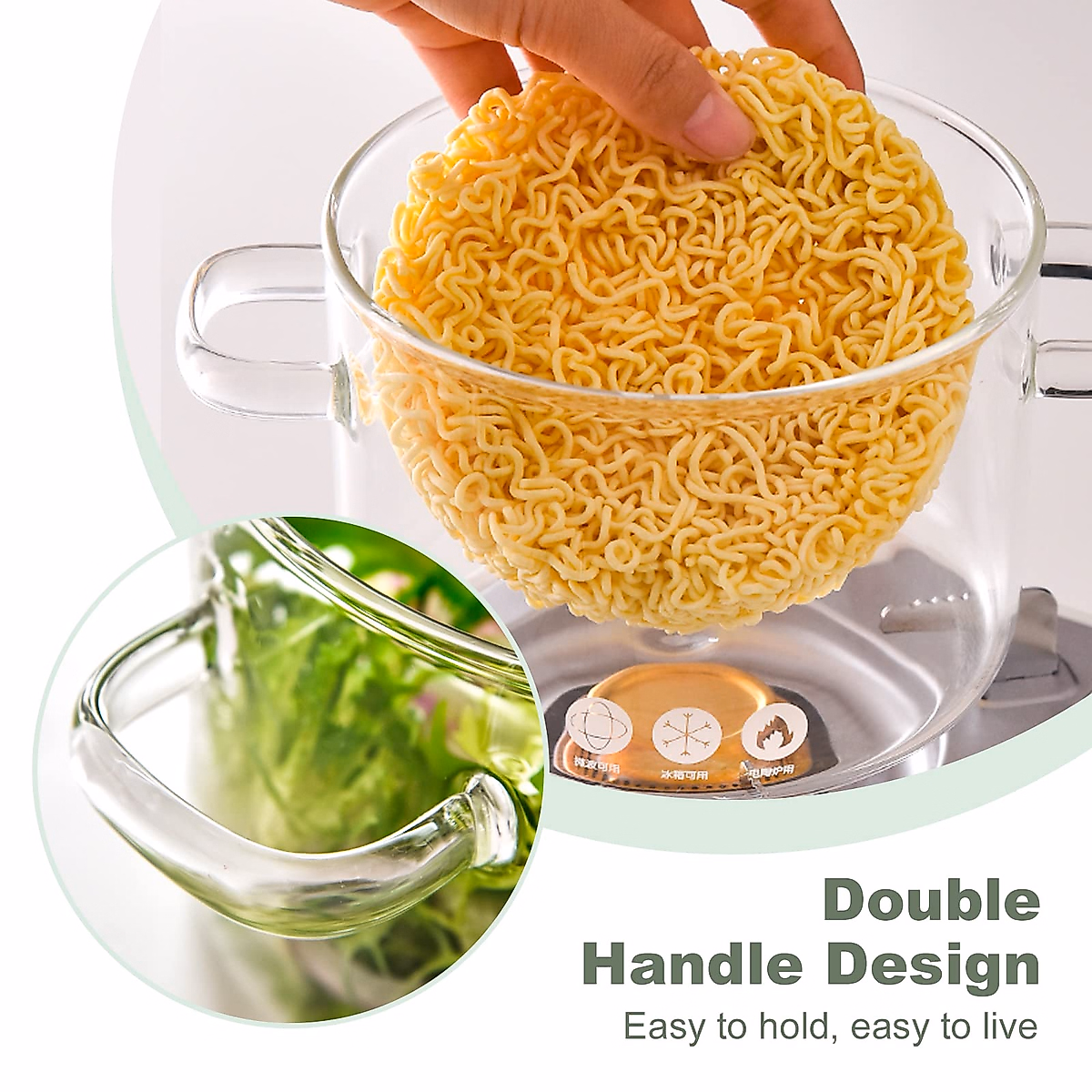 Hoypeyfiy Glass Saucepan with Cover, Transparency Stovetop Pot,Dual Handles Pan with Lid for Pasta Noodle, Soup, Milk, Baby Food making or heating 1.35L/1.9L (1.9L)