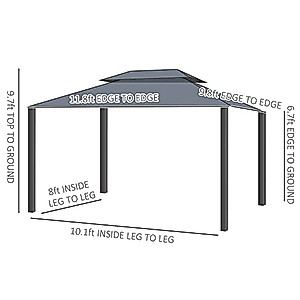 Outsunny 10' x 12' Hardtop Gazebo Canopy with Polycarbonate Double Roof, Aluminum Frame, Permanent Pavilion Outdoor Gazebo with Netting and Curtains for Patio, Garden, Backyard, Deck, Lawn, Black