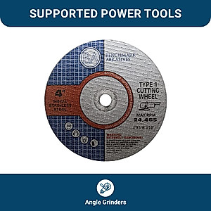 Benchmark Abrasives 4 Inch Grinder Cut Off Wheels Aluminum Oxide Thin Type 1 Angle Grinder Cutting Disc for Metal, Stainless Steel - with 3/8" Arbor Hole, Fast Grinder Cutting Wheel - 25 Pack