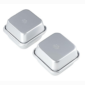 4Pcs 4 Inch Square Baking Cake Pan,Aluminum Alloy Nonstick Cake Mould One-piece Construction Baking Mould Bakeware Pan for Bread Sponge Cake