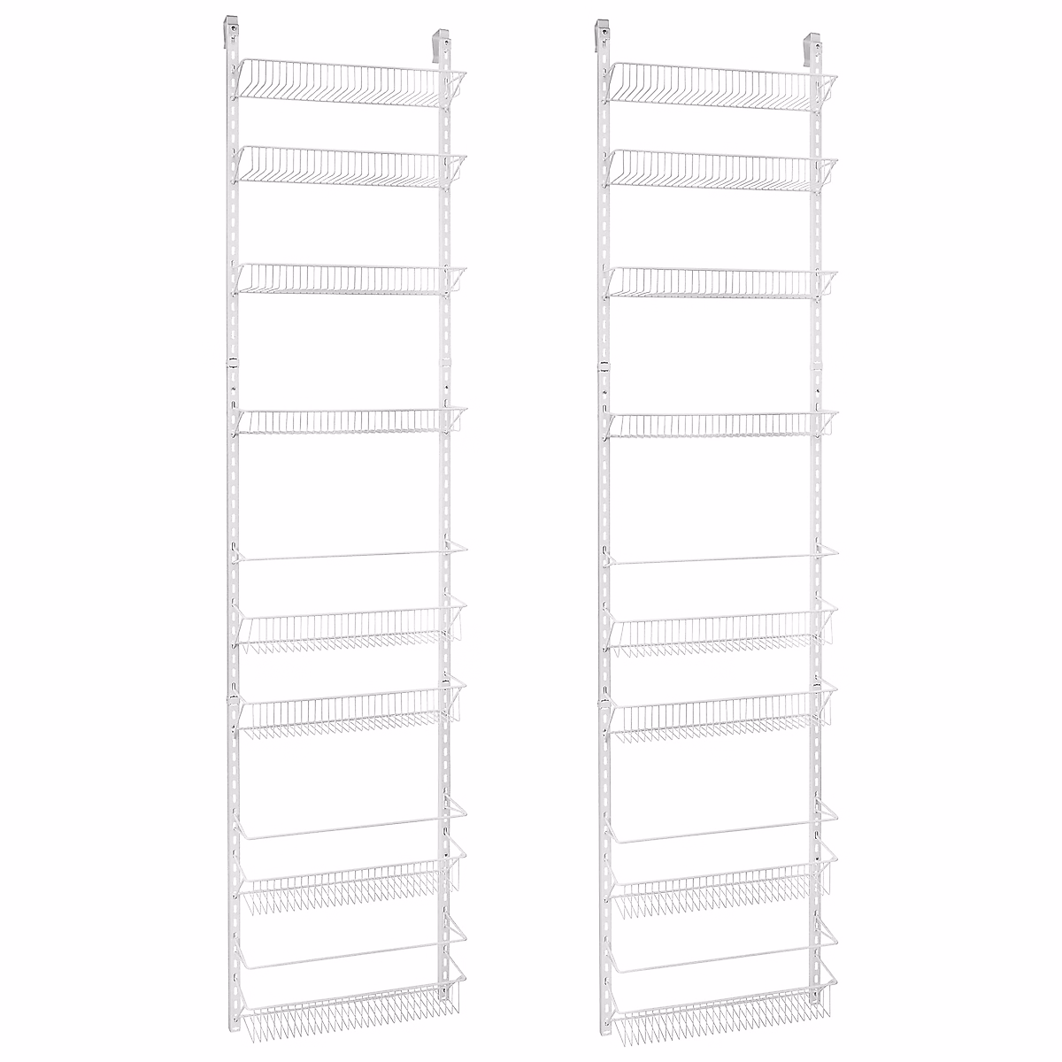 ClosetMaid Adjustable Organizer Rack with Baskets Wall or Over Door Mount, for Kitchen, Pantry, Utility Room, Closet, 18 in. W, White Finish, Pack of 2