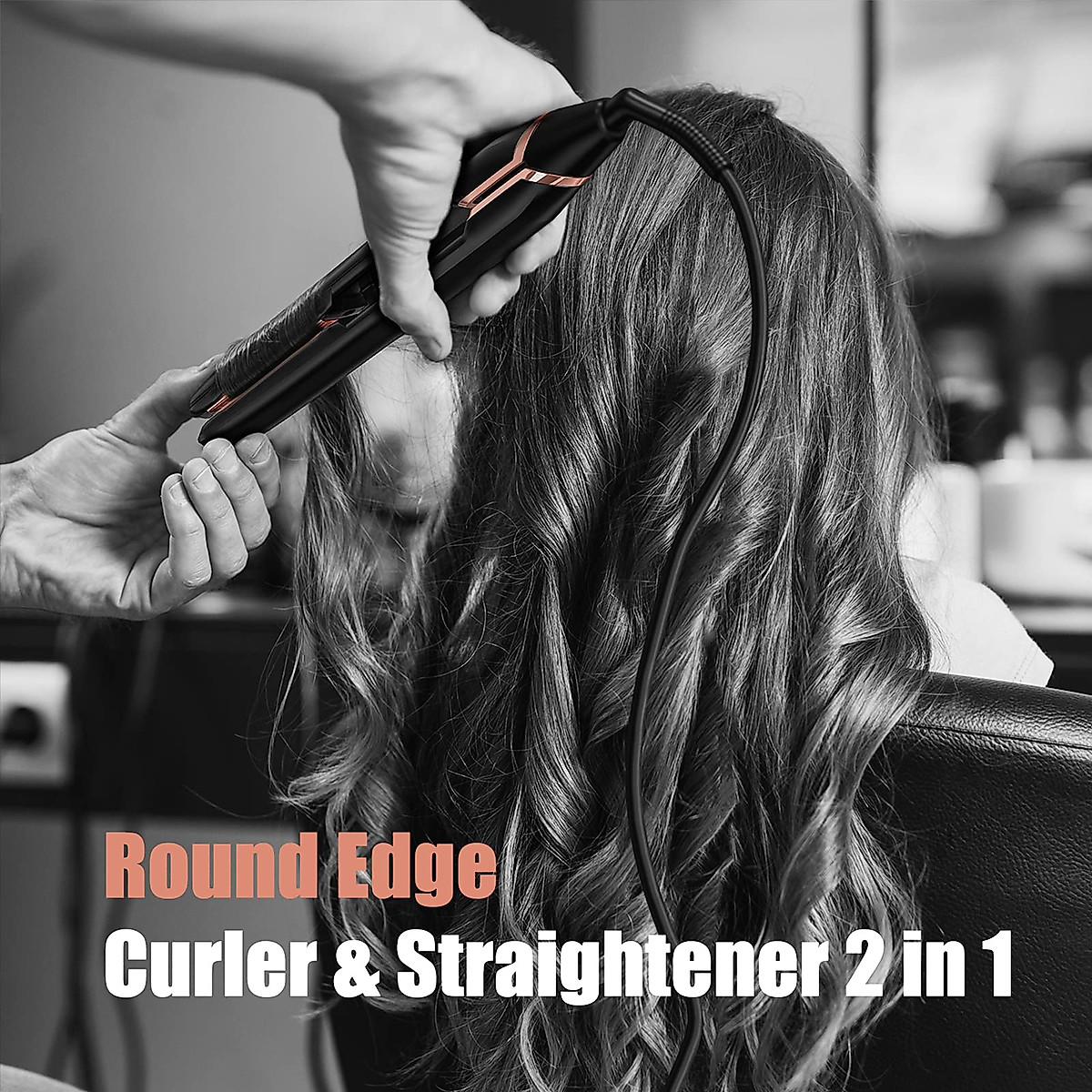 Deogra Titanium Hair Straightener and Curling Iron 2 in 1 for Women, Touch Control, with Travel Pouch, 1 Inch, Black