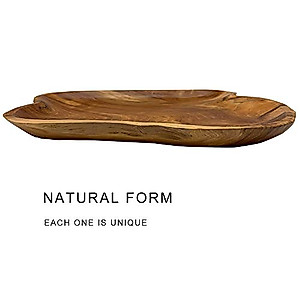 OUEEGER Wood Tray for Decor, Unique Handmade Wood Serving Tray for Fruit Food Table(15.7 INCH)