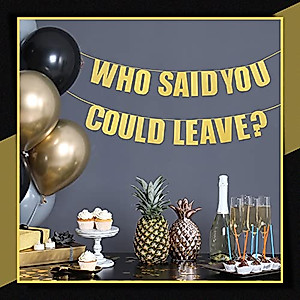 Who Said You Could Leave Banner Retirement Party Decorations Supplies Gold Glitter Retirement Banner Retirement Sign Garland for Gifts Goodbye Party Going Away Farewell Decor Office Graduation Work