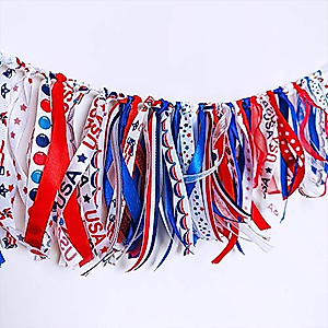 18 Rolls 90 Yards Bulk Patriotic Ribbons Red White Blue Striped Printed Ribbons Assortment 3/8 Grosgrain Ribbon Satin Ribbons Glitter Ribbons Organza Ribbons for 4th of July Craft Gift Wrapping Sewing