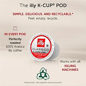 Illy Coffee K Cups - Coffee Pods For Keurig Coffee Maker – Intenso Dark Roast – Notes of Cocoa & Dried Fruit - Bold, Flavorful & Full-Bodied Flavor of Pods Coffee - No Preservatives – 32 Count