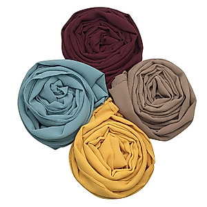 MANSHU 4 PCS Women Soft Chiffon Scarves Shawl Long Scarf Wrap Scarves.
