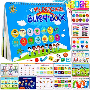 Busy Book for Kids, 14 Themes Toddler Preschool Learning Activities Montessori Toys, Autism Sensory Educational Toys, Early Learning Toys Book for Boys Girls Develops Fine Motor Skills