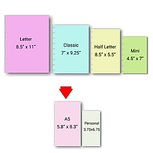 A5 Color Notes Refill to do list for Ring Bound Planners and Notebooks, fits Filofax, Kikki K, Recollection, Carpe Diem, 6 Ring binder, (PLANNER NOT INCLUDED) (Pink (To Do))
