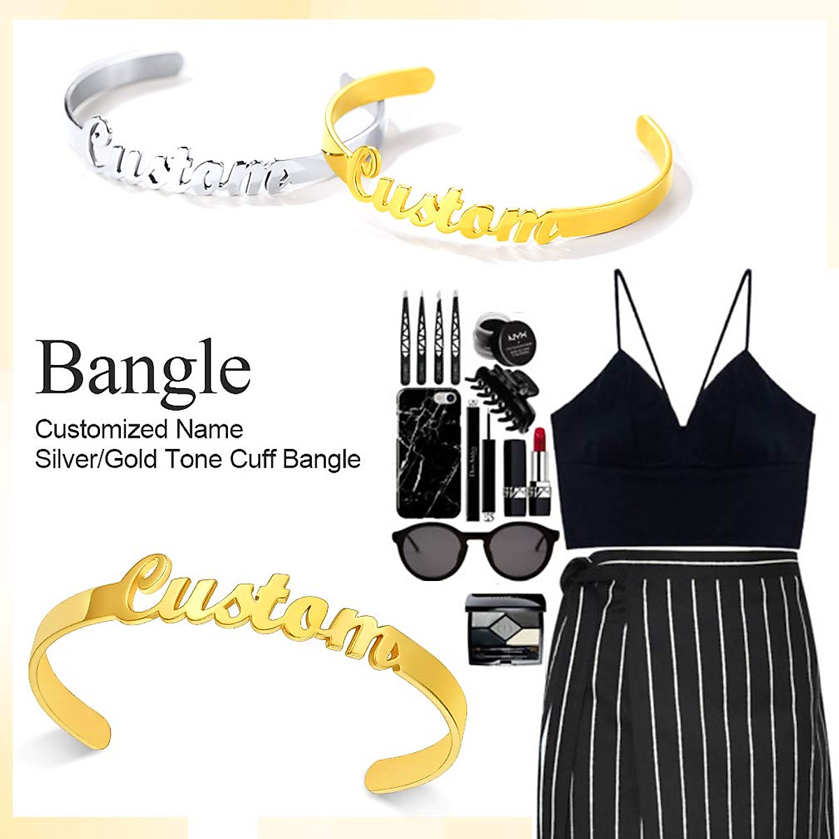 Engravable Cuff Bracelets for Women Custom Made Open Cuff Bangle Bracelet with Name Engraved Personalized Memorial Jewelry