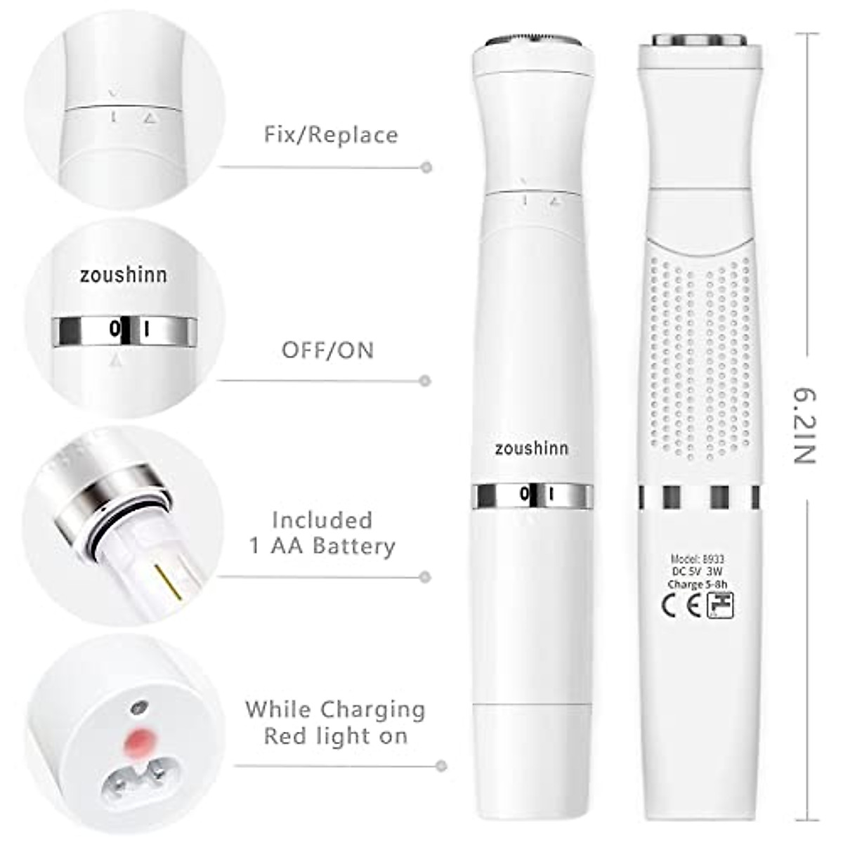 Zoushinn Electric Razor for Women, 4-in-1 USB Cordless Electric Shaver, IPX4 Waterproof Wet & Dry Use Lady Bikini Pubic Hair Trimmer, Painless Eyebrow Trimmer and Facial Hair Removal, Body Razor