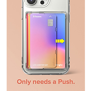 Ringke Side Slot Card Holder for Phone Case, Business Card Holder for Women, Men, ID Credit Card Holder Stick on, Phone Wallet Compatible with iPhone, Galaxy, and Pixel - Clear Mist (2 Pack)