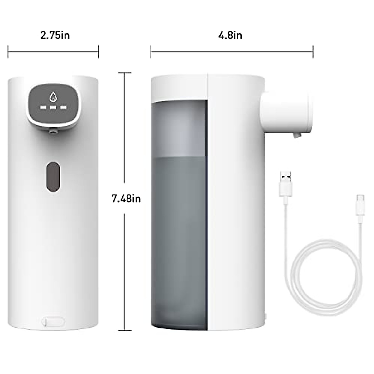 Bertreno Automatic Soap Dispenser, Foaming Soap Dispenser USB Rechargeable Touchless Hand Soap Dispenser with 3 Adjustable Soap Volume for Kitchen Bathroom 300ml