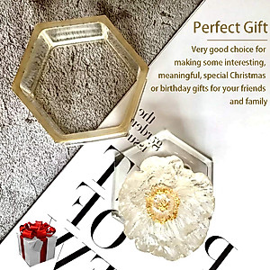 Box Resin Molds Silicone, 4 Pcs Jewelry Epoxy Mold Sets with Heart Shape, Hexagon, Square and Flower for Storing Earrings, Rings, Coins, Keys or Making Flower Pot, Ashtray, Pen & Candle Holder