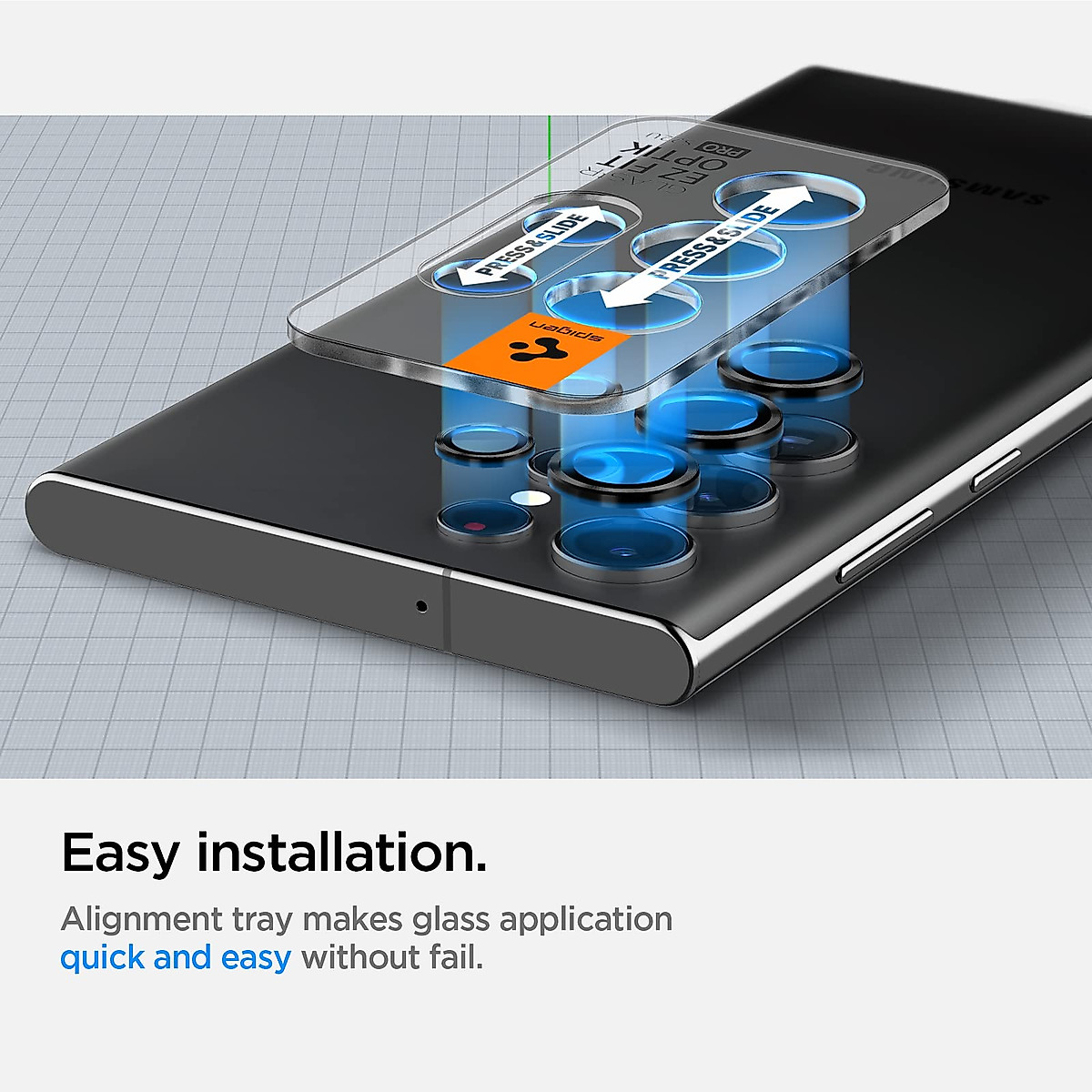 Spigen Camera Lens Screen Protector [Glas.tR EZ Fit Optik Pro] Designed for Galaxy S22 Ultra - Black [2 Pack]