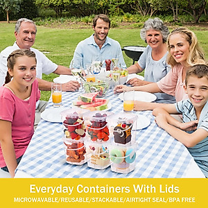 Huwena 30 Pcs 32 oz Deli Containers with Lids and Handles Square Plastic Food Storage Containers Clear Space Saver Restaurant Stackable Containers for Meal Food Prep Kitchen Party Supplies