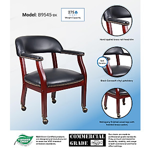 Boss Captain’s Chair In Black Vinyl W/ Casters