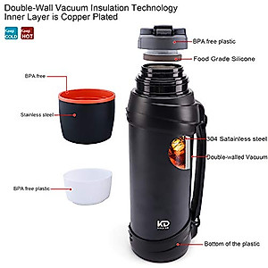 OKADI 85oz Large Coffee Thermoses for Travel - Insulated Water Jug Classic Vacuum Bottle with Plastic Cup - Stainless Steel Thermos for Hiking Fishing