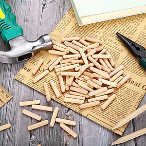 Yookeer 200 Pieces 1/4 x 1.2 Inch Fluted Wood Dowel Pins Wood Kiln Dried Fluted and Beveled Ends Tapered Straight Grooved Pins for Easy Insertion Furniture Door Crafts Projects