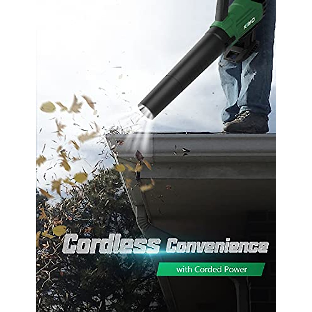 KIMO Cordless Leaf Blower - 400CFM Battery-Powered Blower for Blowing Wet Leaves, Snow Debris and Dust, 20V Electric Leaf Blower with Battery ＆ Charger for Lawn Care Garden Yard Work Around The House