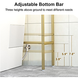 Homhedy Over The Toilet Storage, Metal 3-Tier Over-The-Toilet Bathroom Organizer Rack, Tempered Glass Shelves, Space-Saving, for Bathroom, Restroom, Laundry, Modern Style, Golden