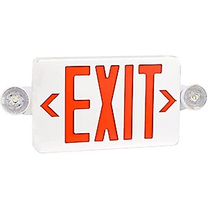 Exit Sign with Emergency Exit Lights, OSTEK ABS Fire Safety Red Emergency Exit Sign with 2 Adjustable Flood Lights, Double Face and 90min Long Backup Battery, (UL Certified 120-277V) (1pack)