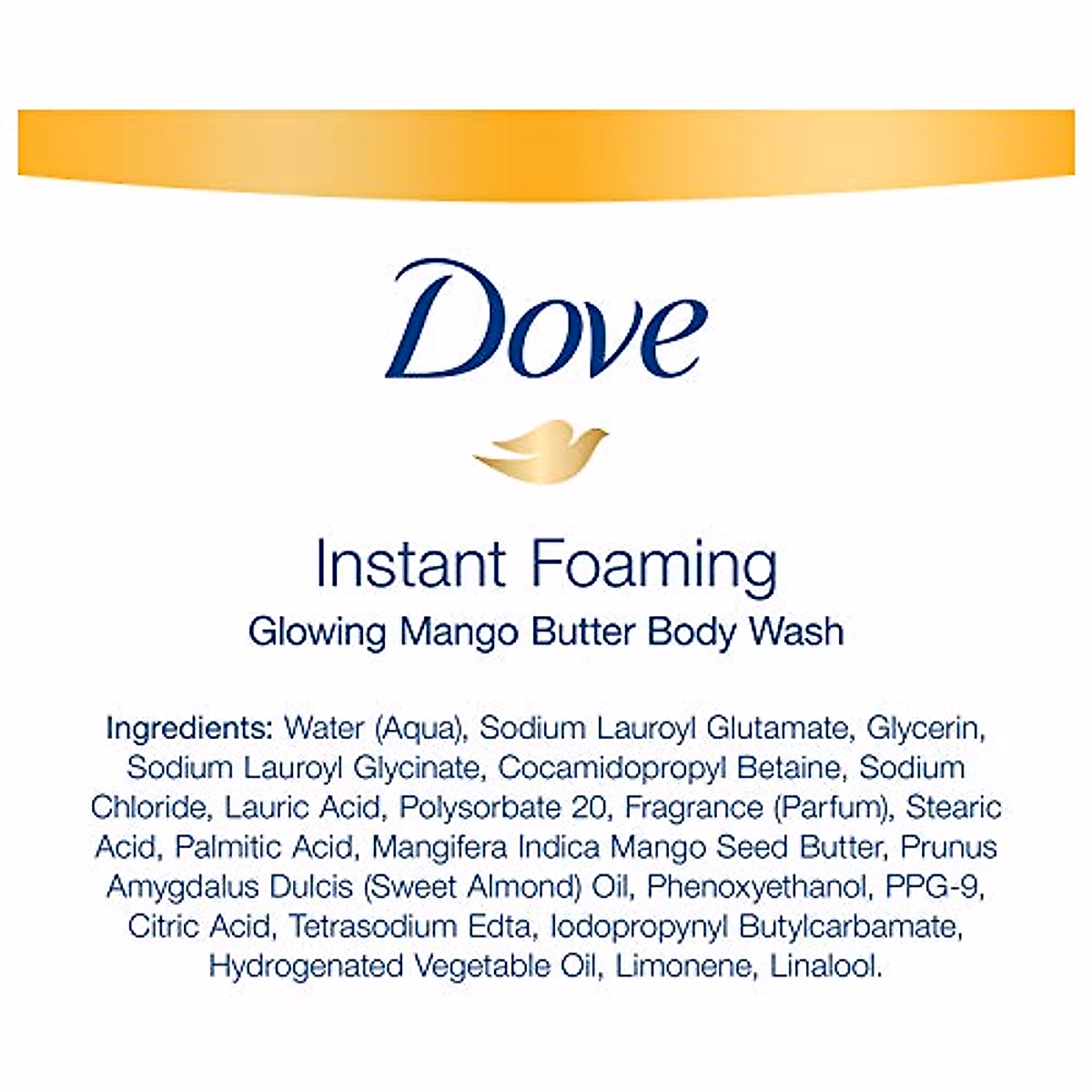 Dove Foaming Body Wash for All Skin Types Mango Butter For Glowing Skin, 13.5 Ounce (Pack of 4)