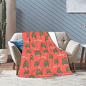Groundhog Day Fleece Blanket Throw Blanket, Ultra-Soft Cozy Micro Fleece Blanket for Sofa, Couch, Bed, Camping, Travel, & Car Use-All Seasons Suitable 50"X40"