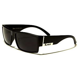 Locs Mens Flat Top Gangster Sunglasses Black Silver Frame 91026 (Black), 5.5w x 1.75h