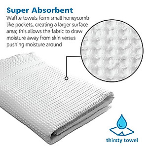 GILDEN TREE Waffle Towels Quick Dry Lint Free Thin, Bath Towel 2 Pack, Classic Style (White)