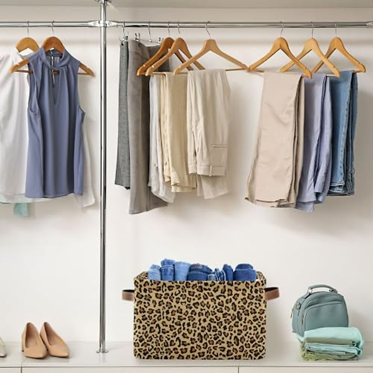 Yellow Camouflage Leopard Storage Basket Bins Foldable Decorative Storage Box Laundry Hamper Baskte Storage for Home Boys Girls Office Closet Shelf Nursery Baskets,2 pcs