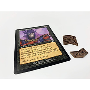 Citadel Black MTG Buff Counters Expansion Set of 30 Metal Tokens - with Velvet Drawstring Pouch, Antique Gold & Copper Finish Metal Tokens, Magic: The Gathering