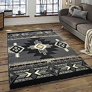 Champion Rugs Southwest Navajo Aztec Native American Tribal Gray Area Rug Carpet (5 Feet 3 Inch X 7 Feet 5 Inch)