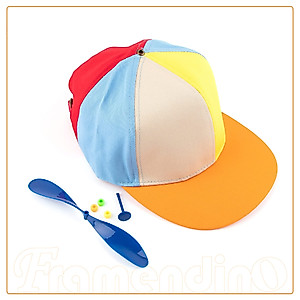 Framendino, Orange Flat Brim Adult Rainbow Propeller Hat Helicopter Top Hats Detachable Baseball Cap