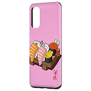 Galaxy S20 Happy Nigiri Sushi, Ikura and Uni on Wooden Plate Case