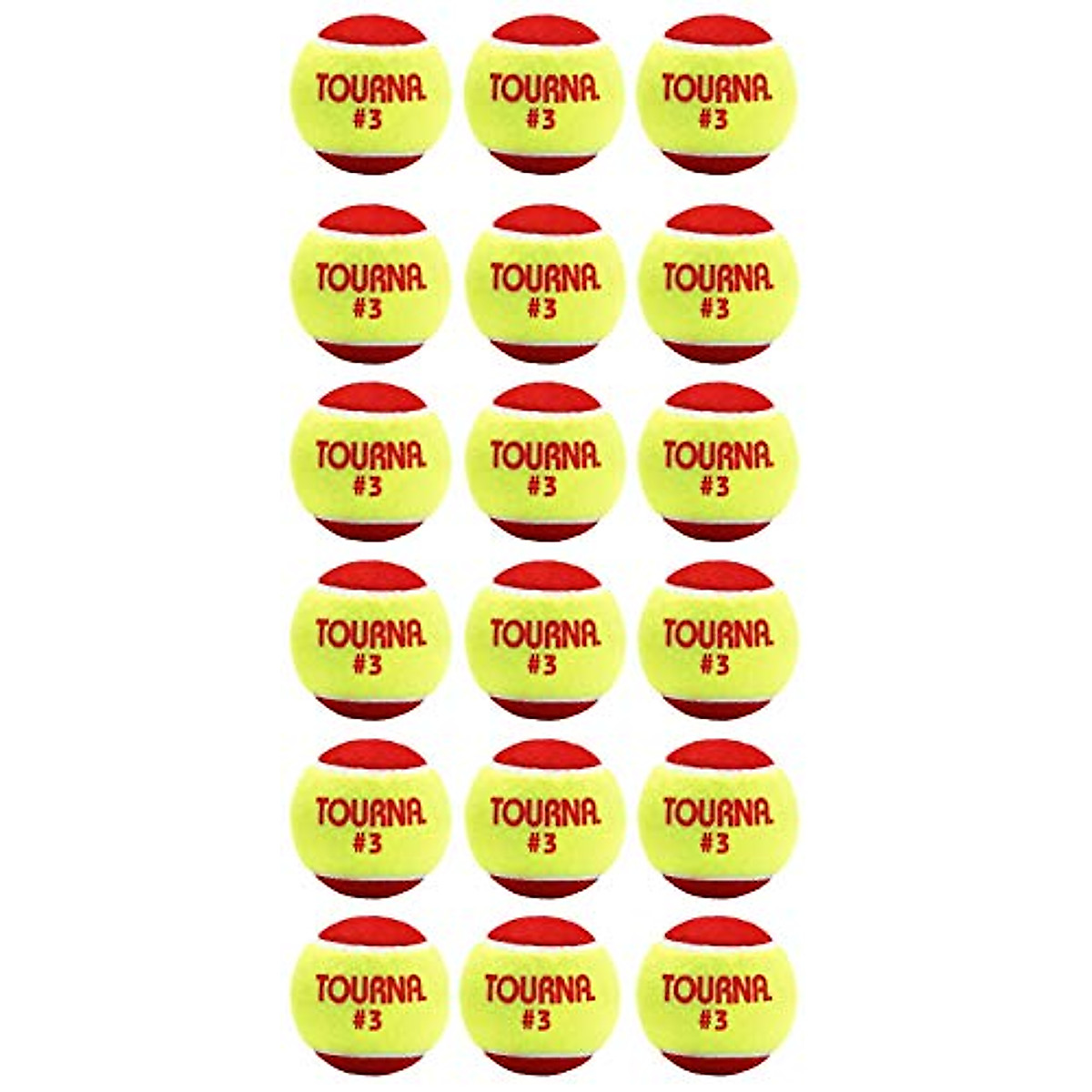 TOURNA Low Compression Stage 3 Tennis Ball with Mesh Bag (18-Pack)