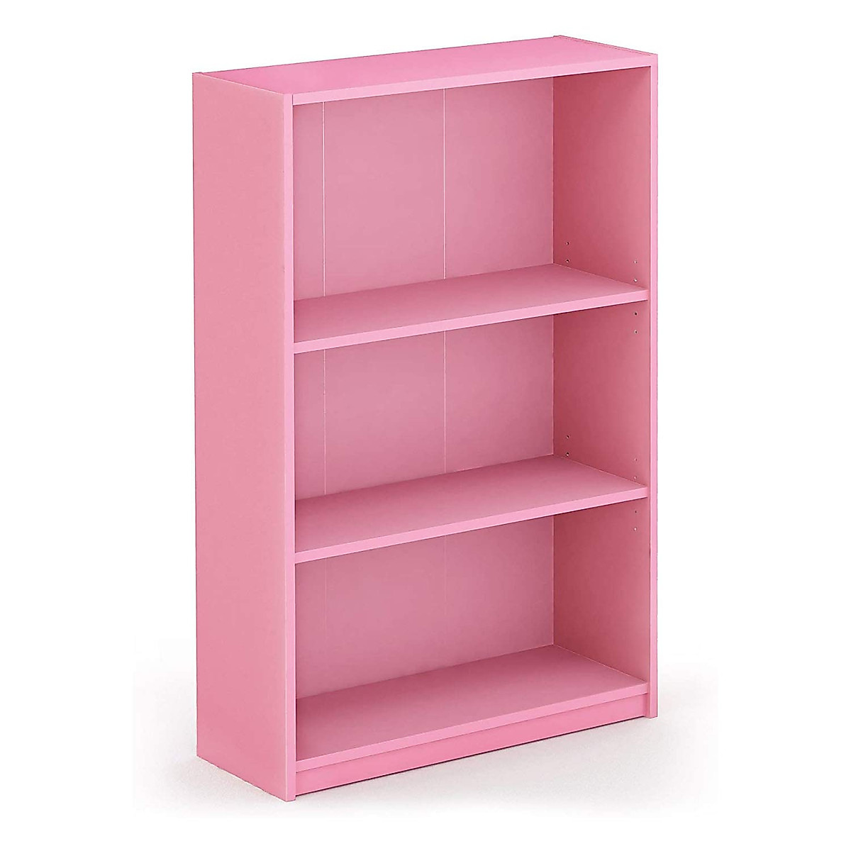 Furinno Jaya Simple Home 3-Tier Bookcase and Turn-N-Tube 3-Tier Corner Display Rack (Pink/White)